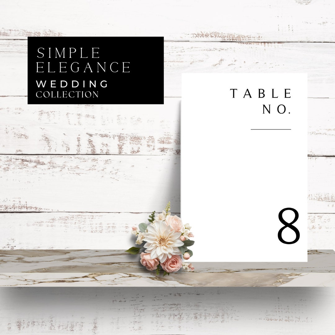 Elegant Black Table Number Template, Table Number Sign, Modern Wedding ...