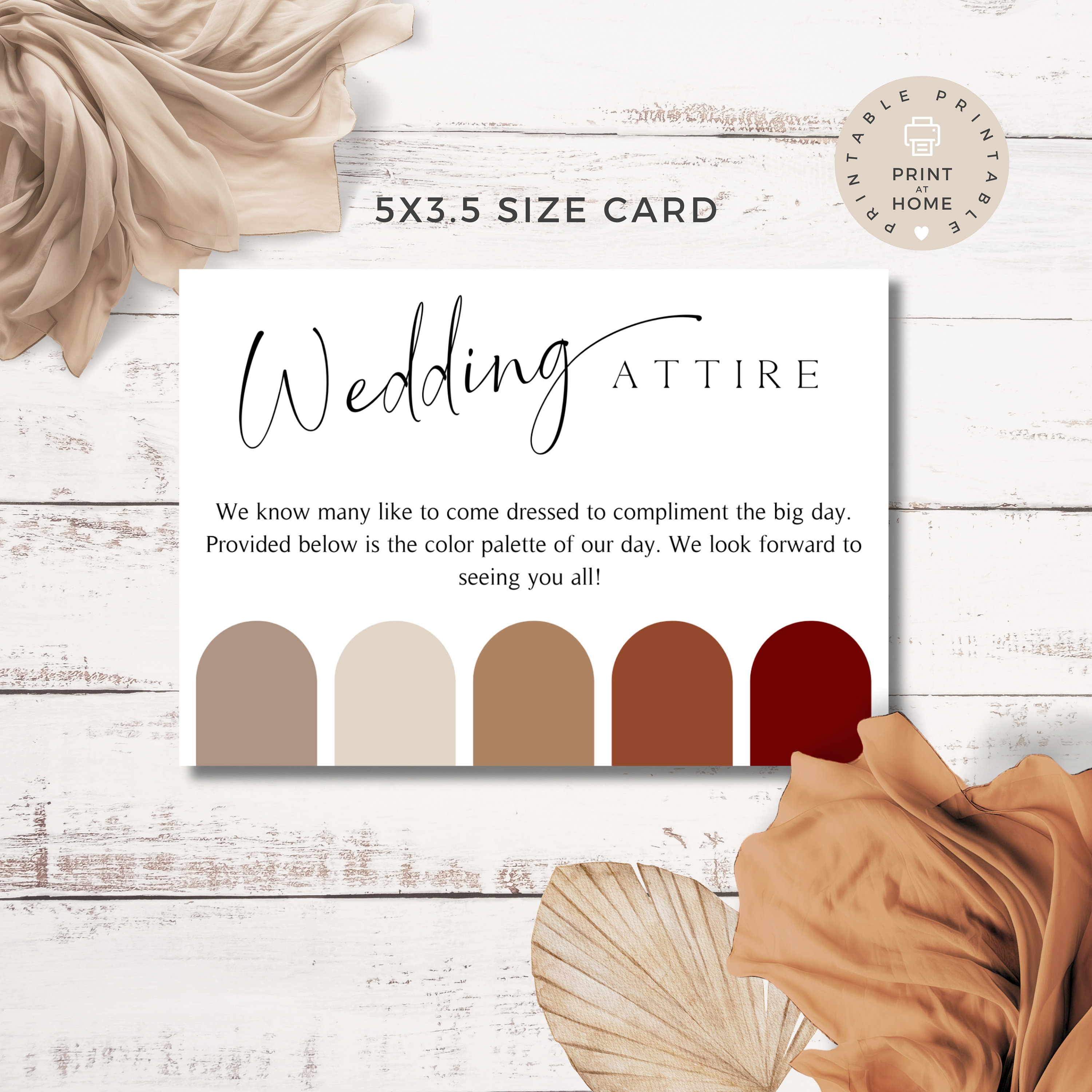 Wedding Color Palette Card Editable Wedding Dress Code Card Canva Dress ...