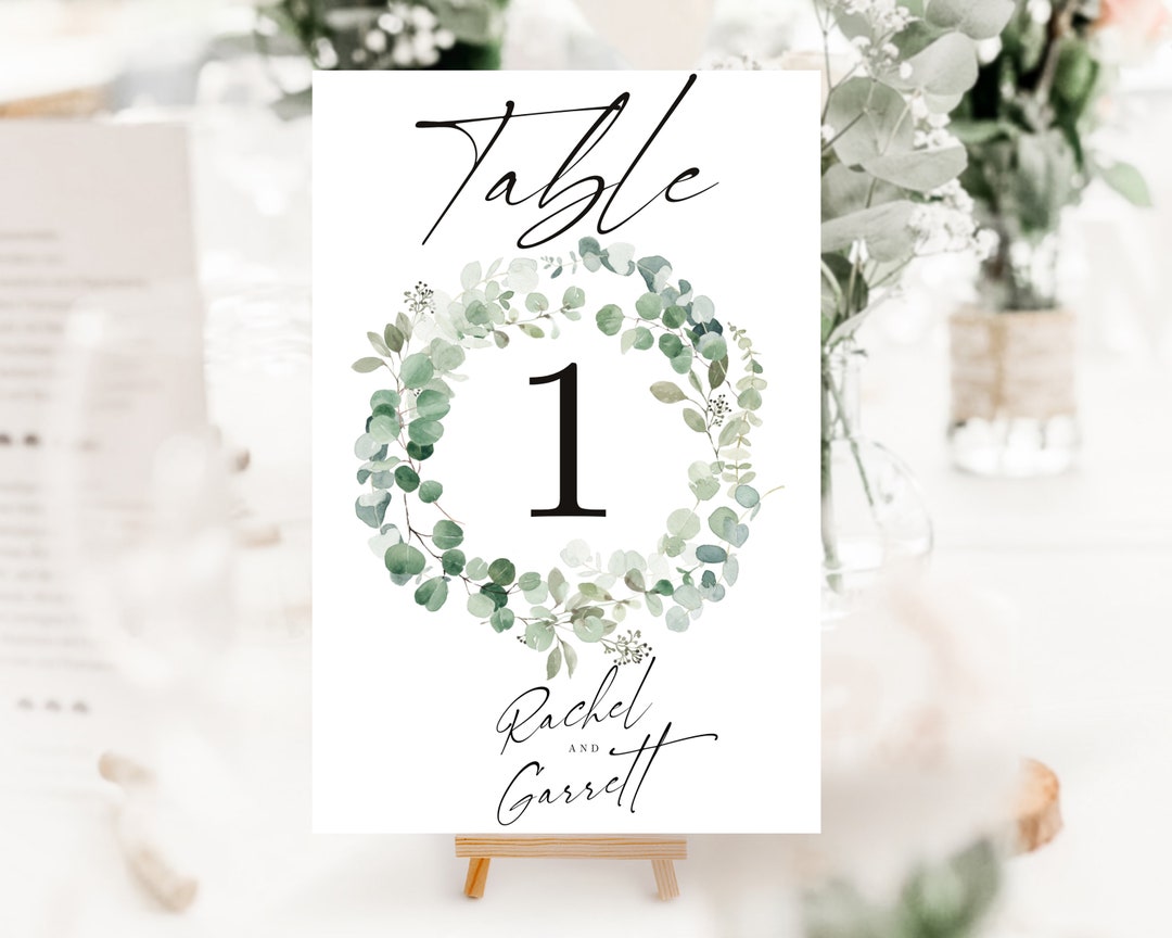EUCALYPTUS Wedding Table Numbers | Table Number Sign | Wedding Signage ...