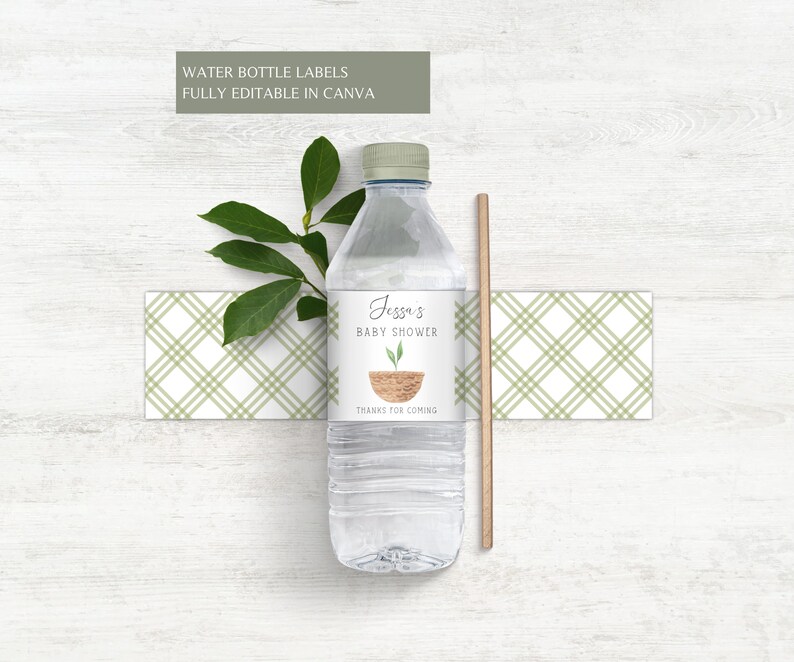 Little Sprout Baby Shower, Water Bottle Label, Plant Party Favor ...