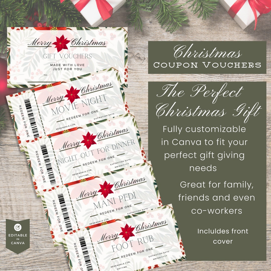 CHRISTMAS Coupon Book Template, Voucher Template, PRINTABLE Coupon Book ...