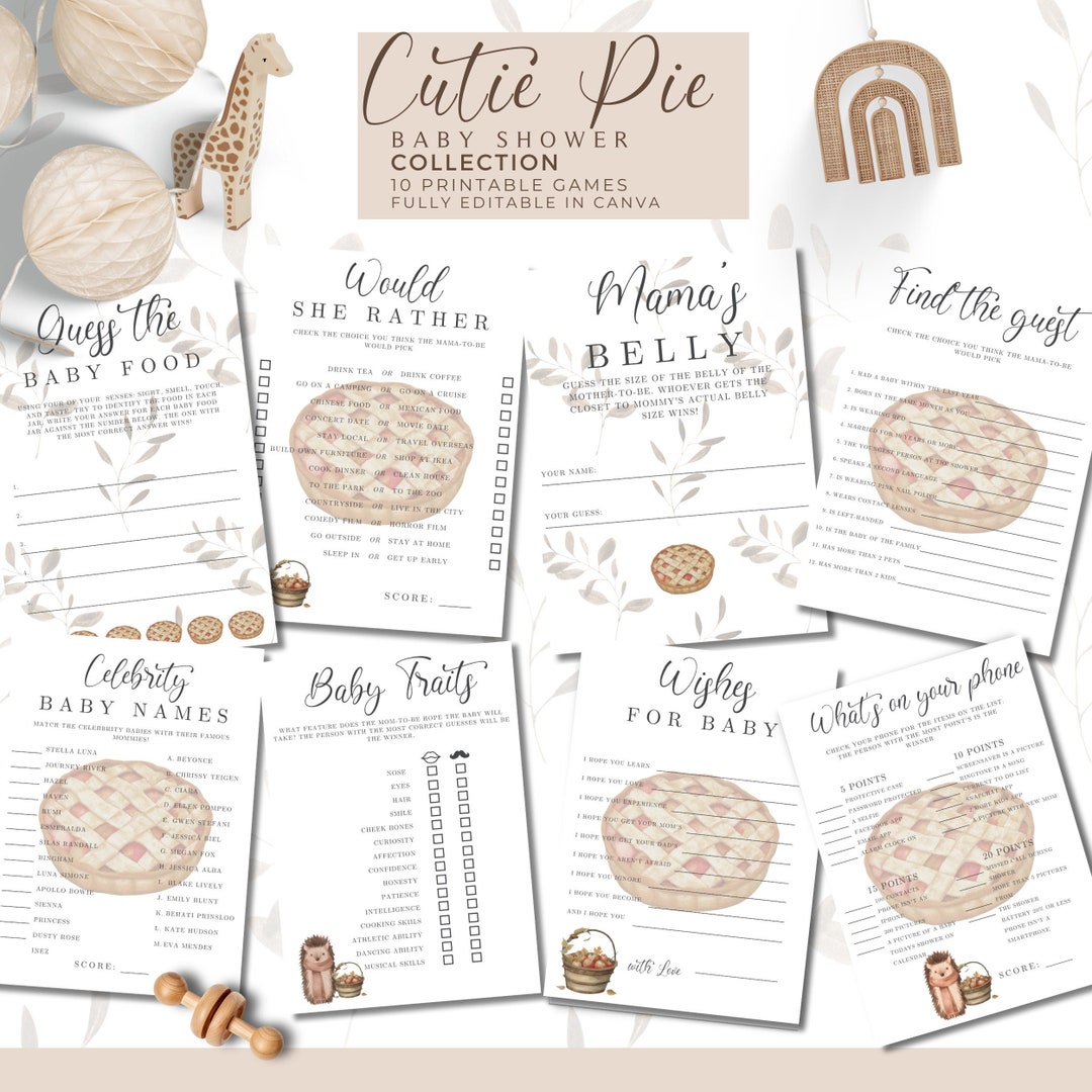 Cutie Pie Baby Shower Games | Fall Baby Shower | Autumn Baby Shower ...