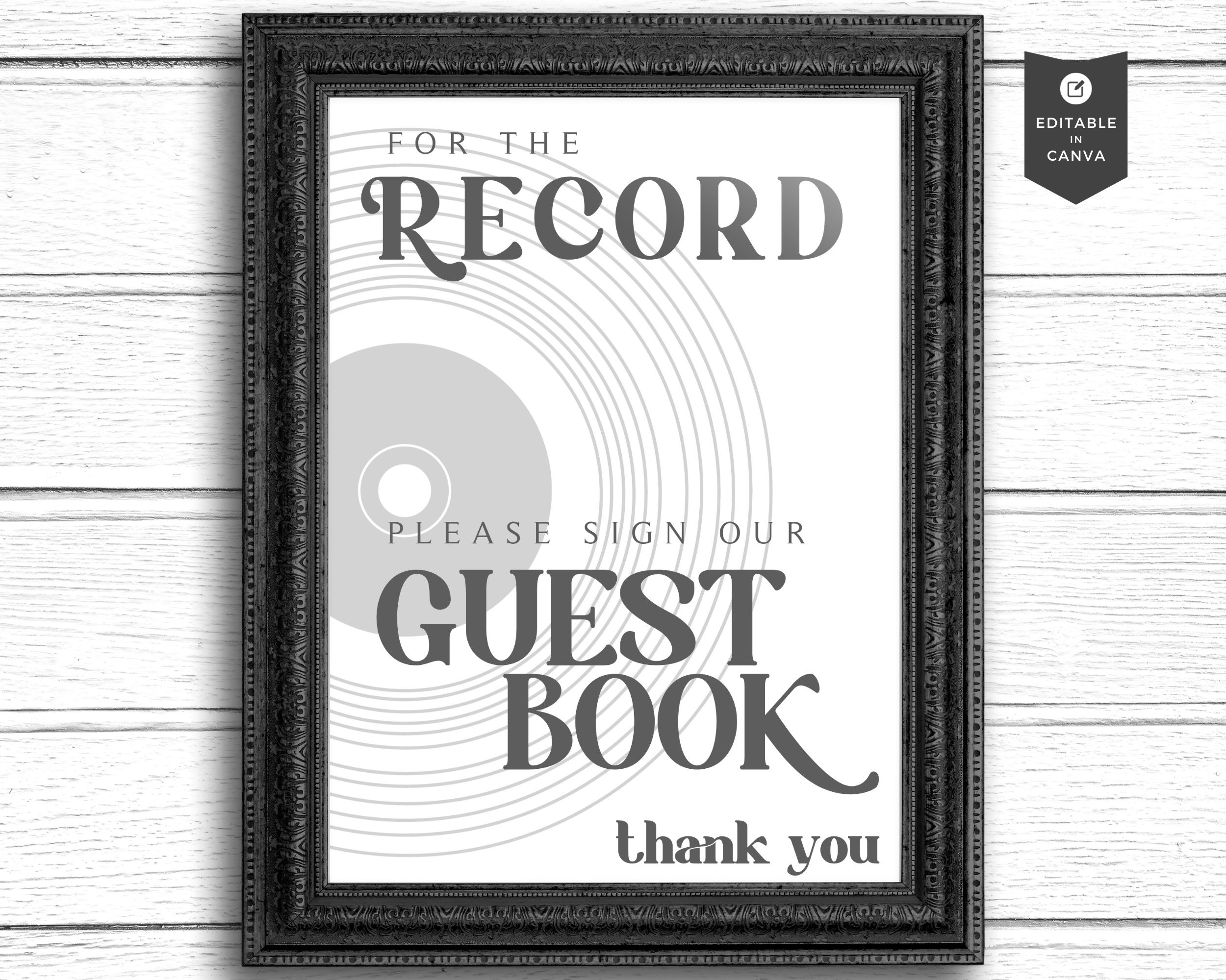 Record Wedding Guestbook Sign, for the Record Guestbook, Please Sign ...