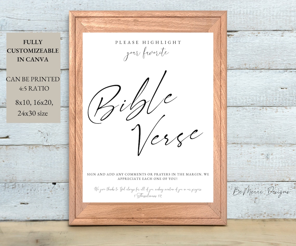 Elegant Wedding Bible Verse Sign Printable, Please Highlight Your ...