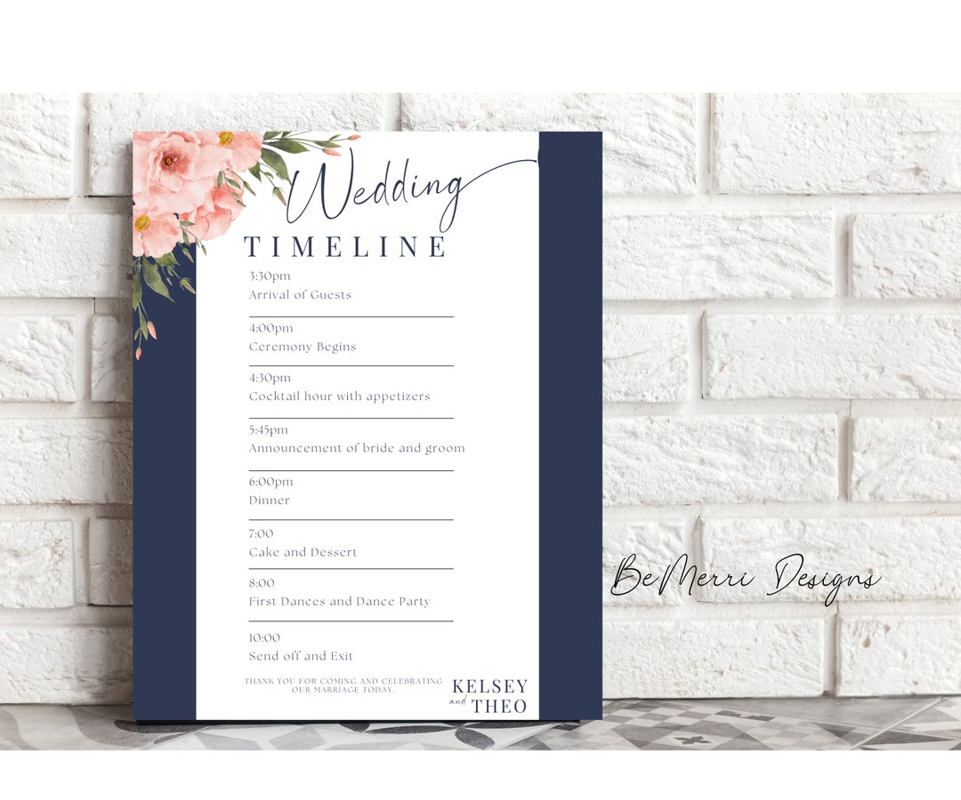 Wedding Timeline Canva, Editable Template, Wedding Ceremony Schedule ...