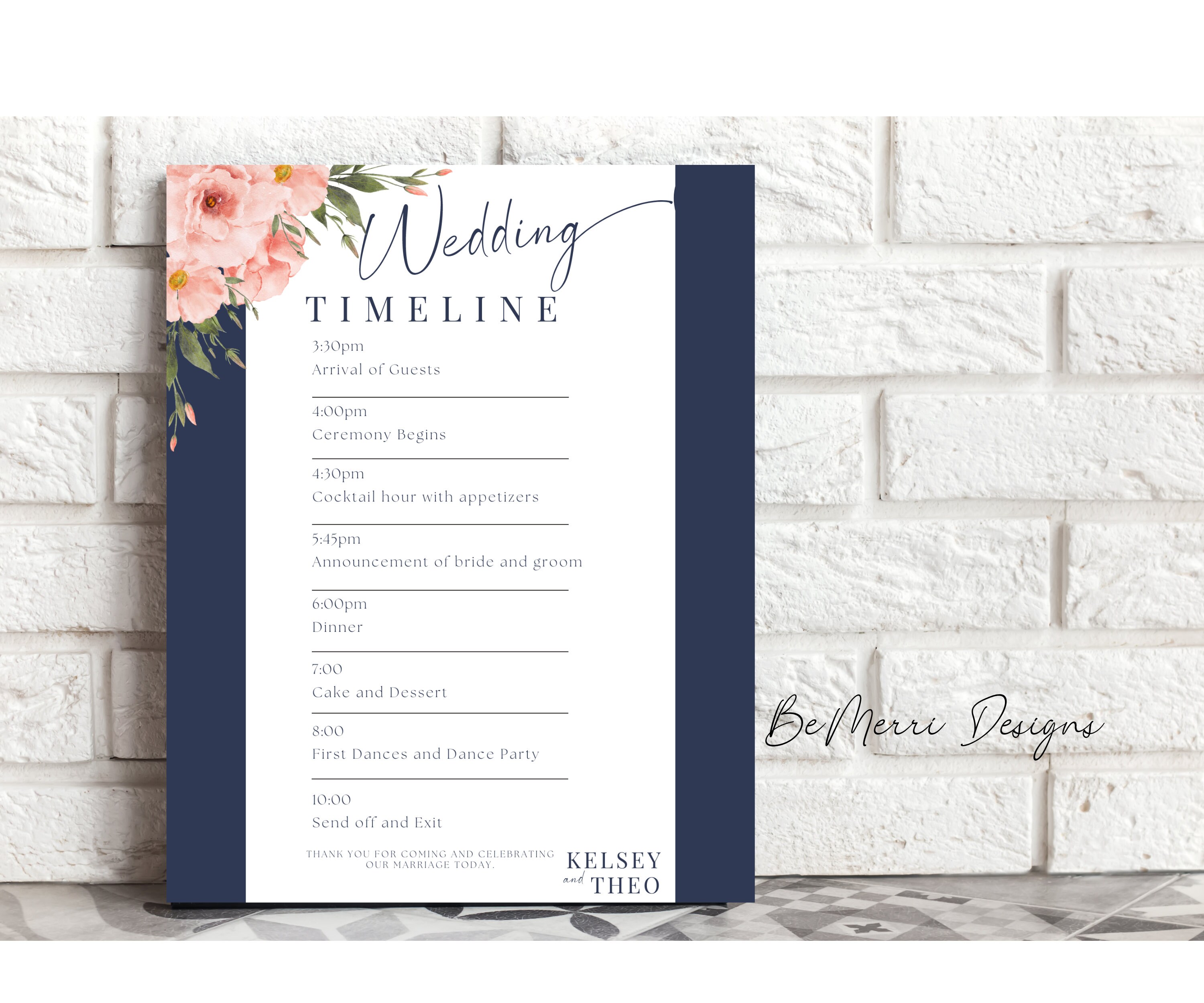 Wedding Timeline Canva, Editable Template, Wedding Ceremony Schedule ...