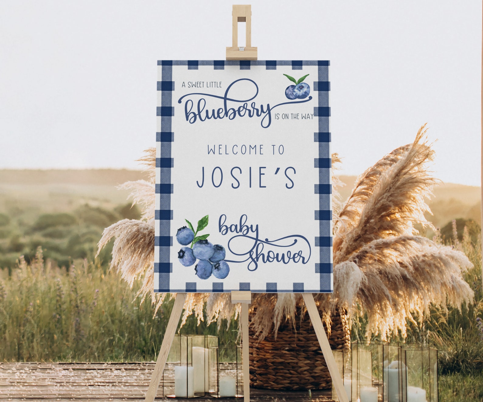 BLUEBERRY Baby Shower Welcome Sign A Little Blueberry on the Way Berry ...