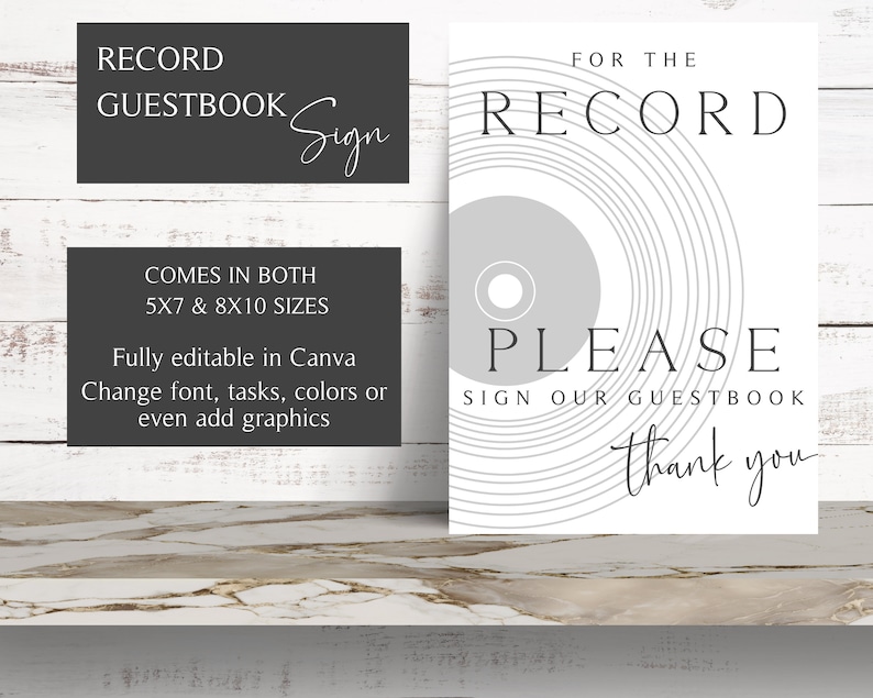 Record Wedding Guestbook Sign, for the Record Guestbook, Please Sign ...