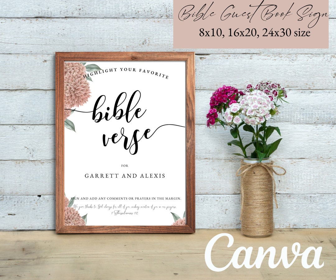 Wedding Bible Verse Sign Printable, Floral, Please Highlight Your ... Wedding Bible Verse Sign Printable, Floral, Please Highlight Your ...