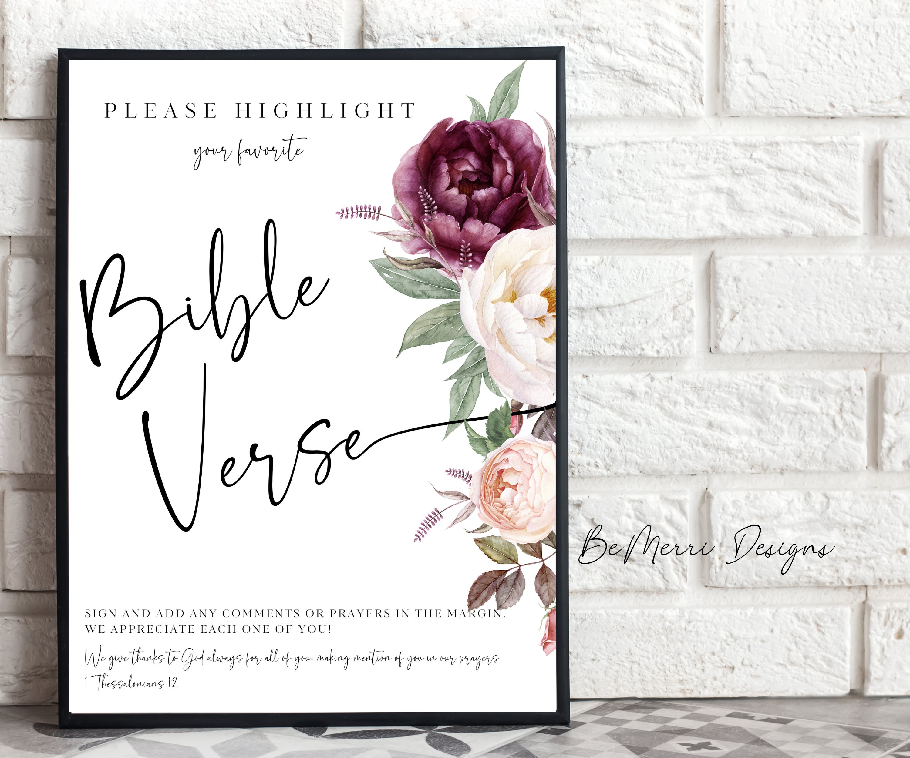 Wedding Bible Verse Sign Printable, Please Highlight Your Favorite ...