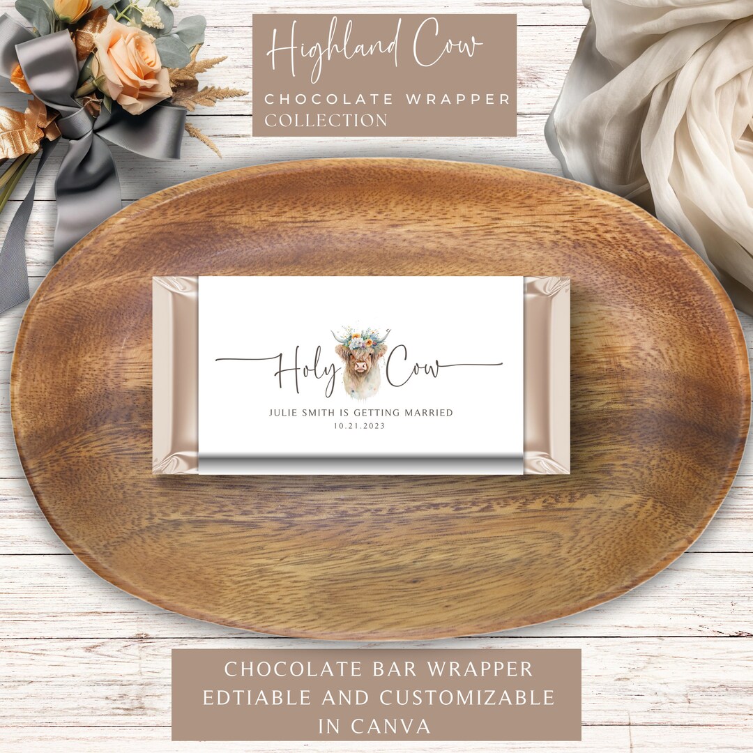Highland Cow Bridal Shower Chocolate Bar Wrapper (digital Download) - Etsy