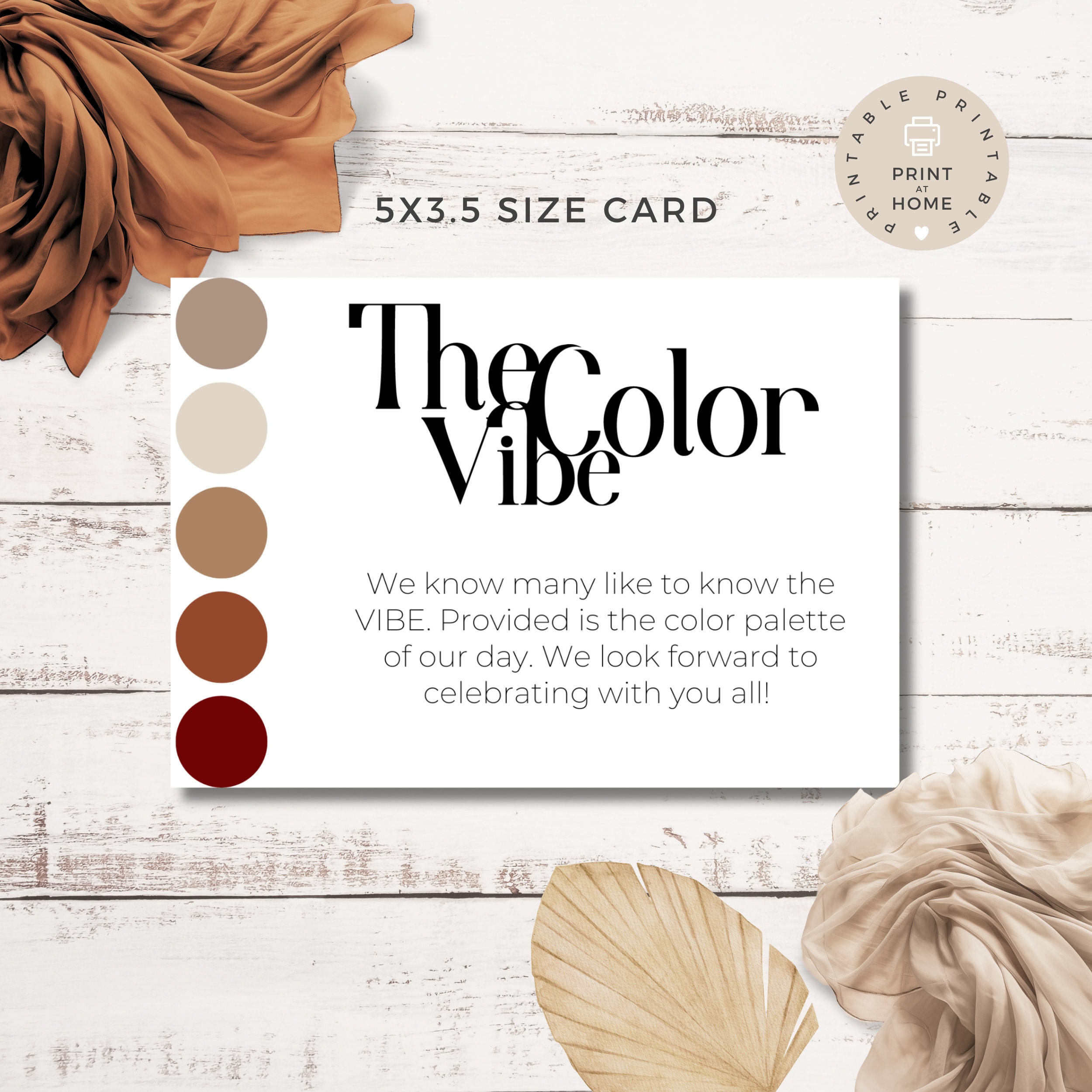 Wedding Attire Dress Code RETRO Editable Wedding Color Palette Card ...