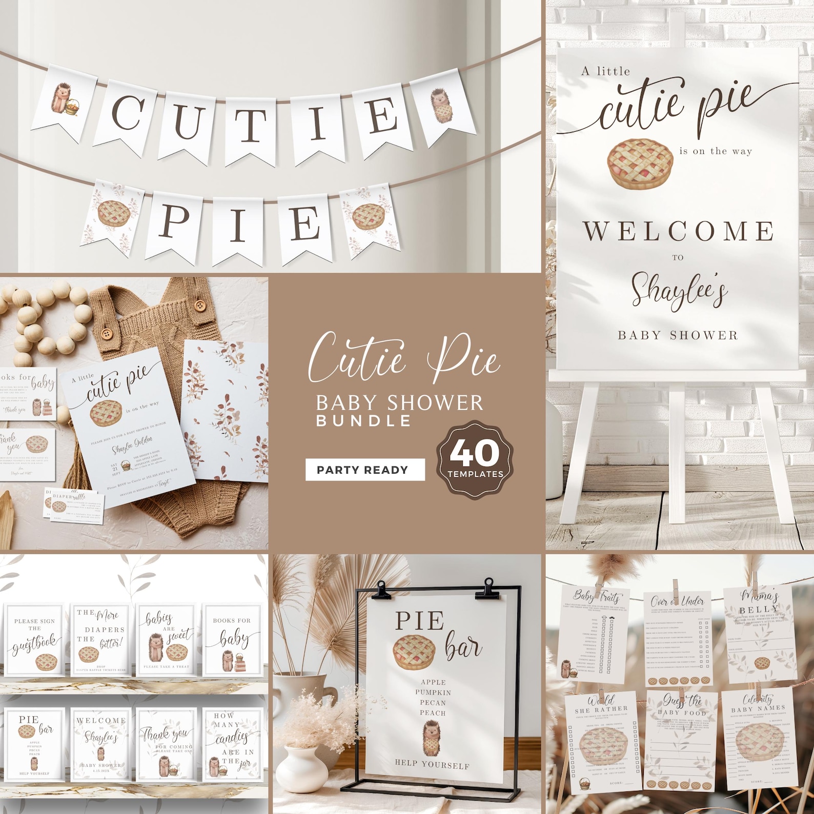 Cutie Pie Baby Shower Bundle, Sweet as Pie, Shower Games, Printable ...