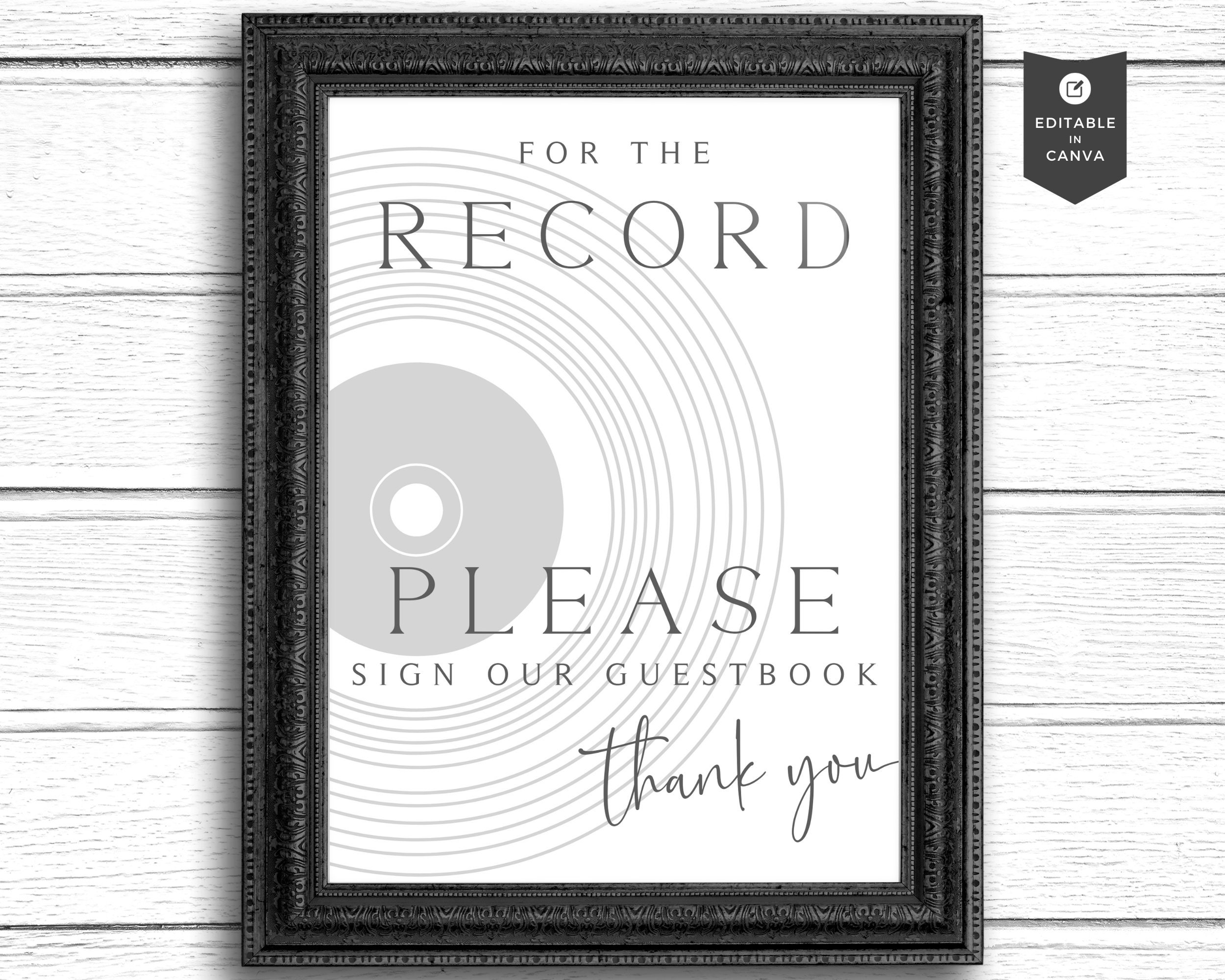 Record Wedding Guestbook Sign, for the Record Guestbook, Please Sign ...