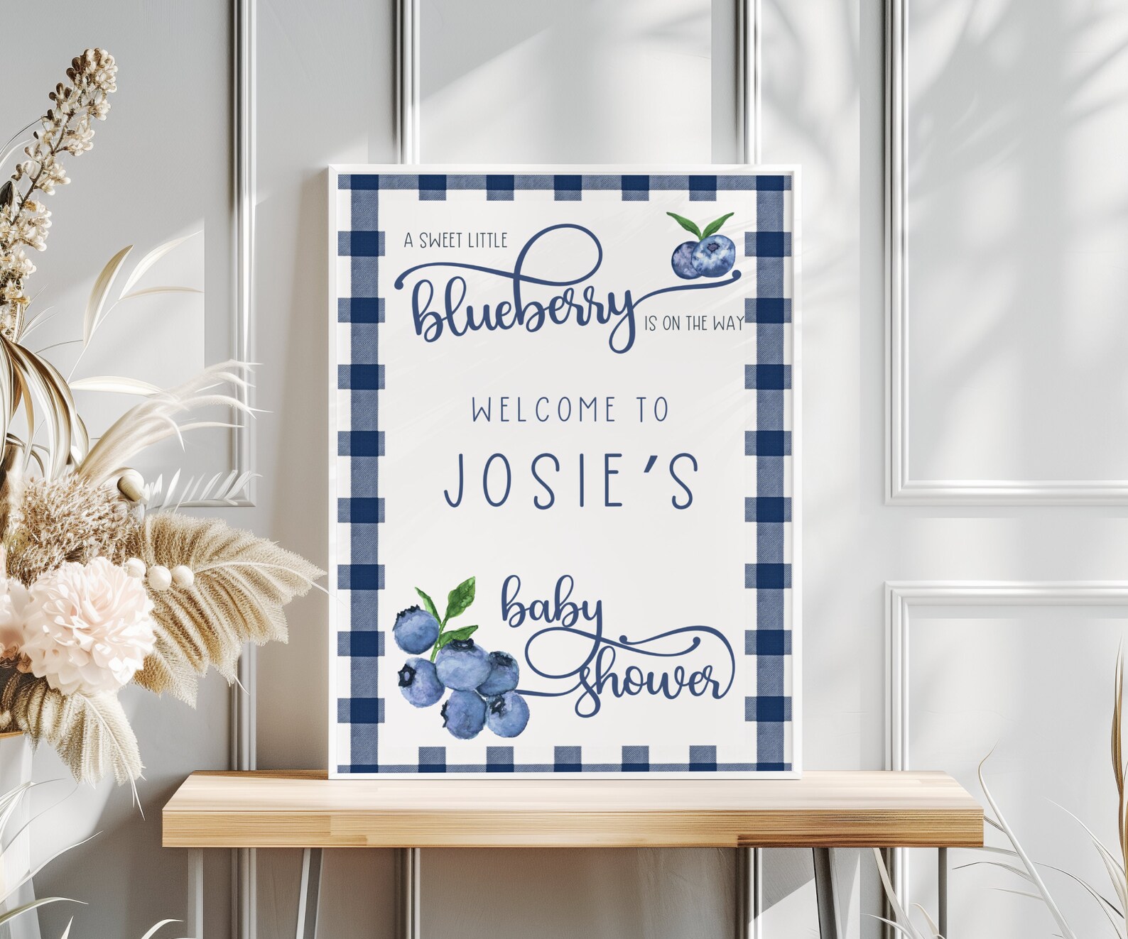BLUEBERRY Baby Shower Welcome Sign A Little Blueberry on the Way Berry ...