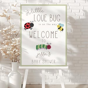 Love Bug Baby Shower Welcome Sign, Ladybug Template, Garden Party Decor ...