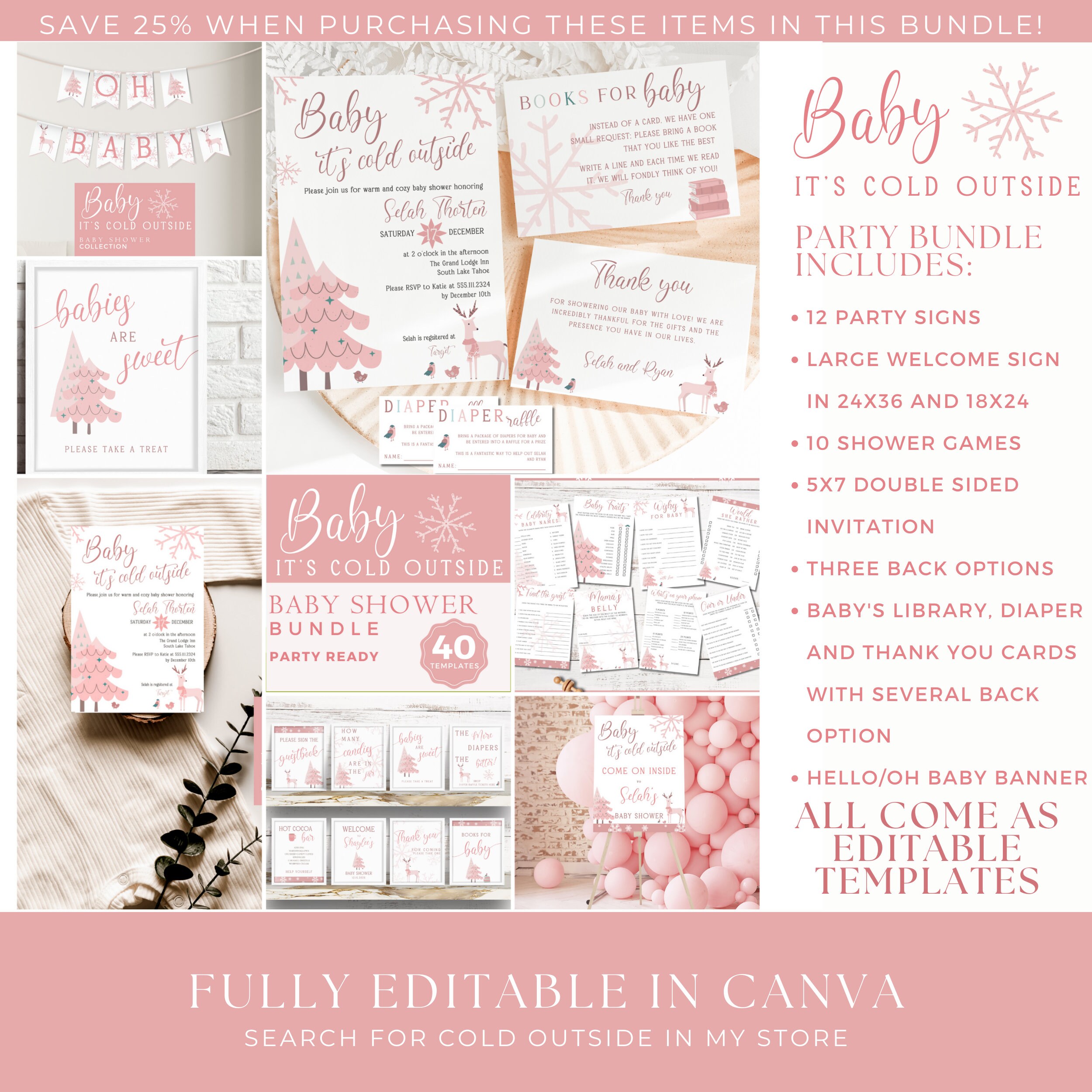 Baby It's Cold Outside Baby Shower Bundle, Winter Wonderland Shower ...