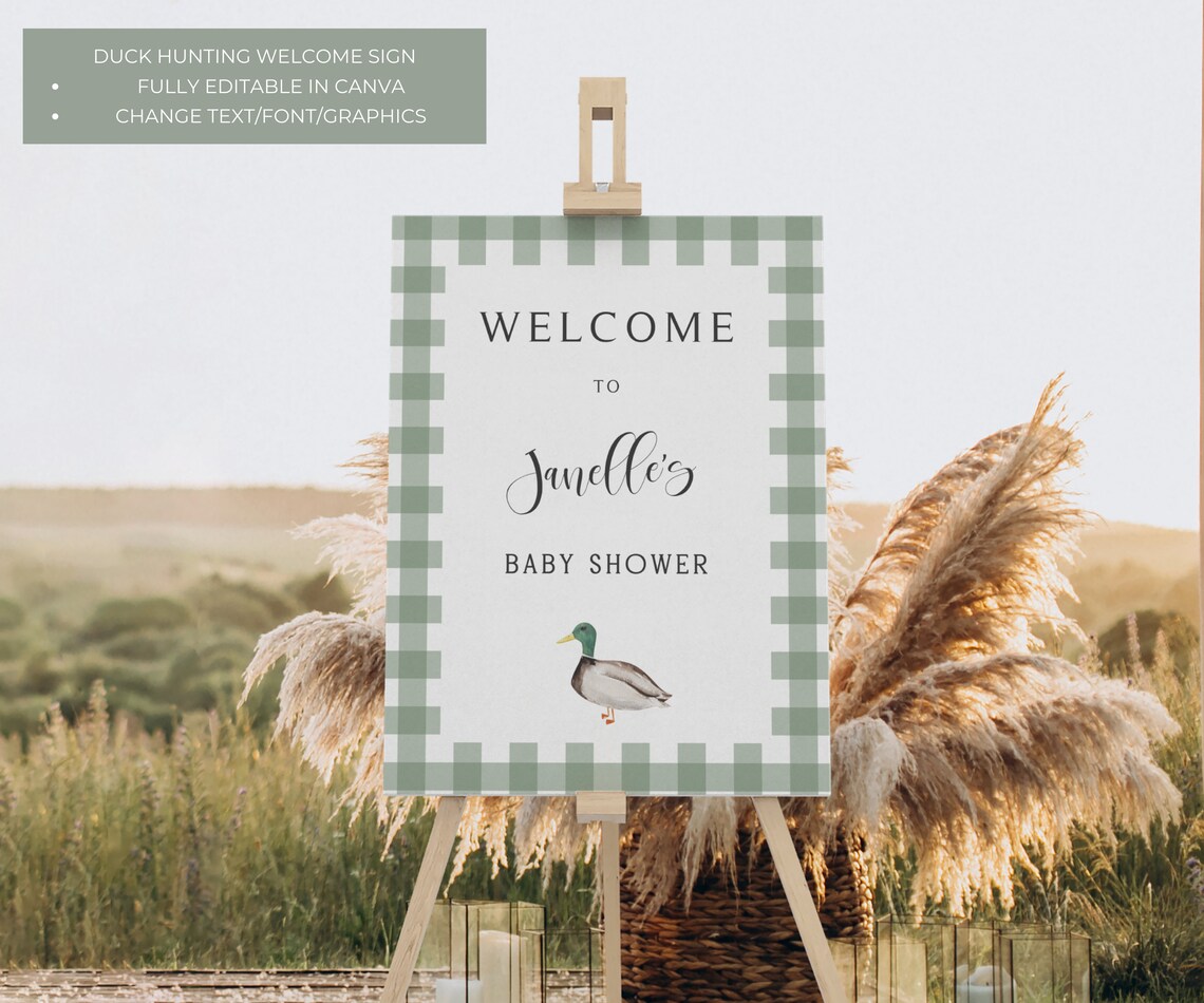 Mallard Duck Baby Shower Welcome Sign, Duck Hunting Baby Shower ...