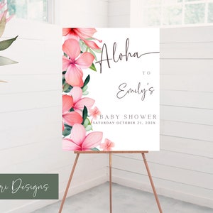 Aloha Baby Shower Welcome Sign: Tropical Floral Luau (digital Download ...