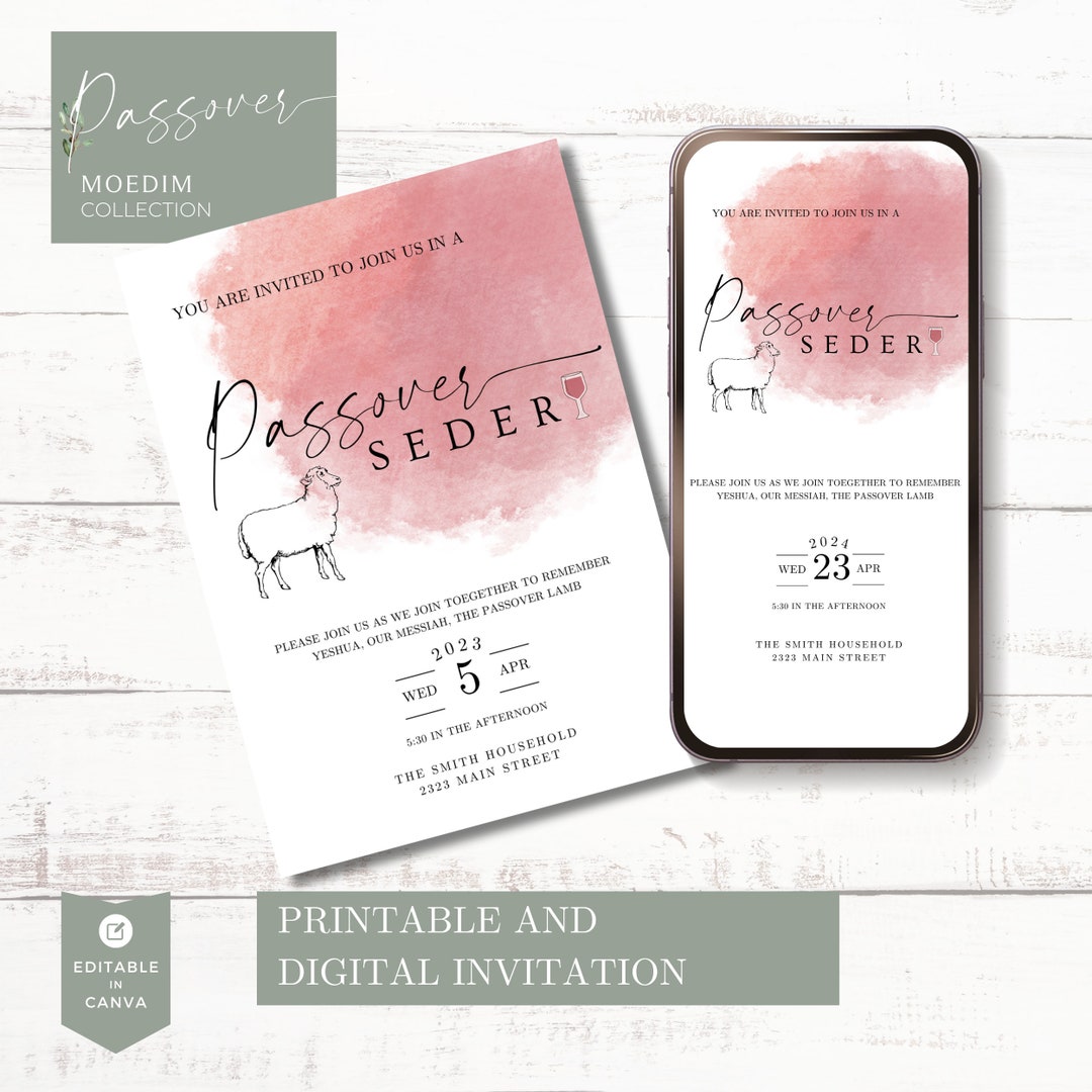 MESSIANIC Passover Seder Invitation, Digital Passover Invitation, Canva ...