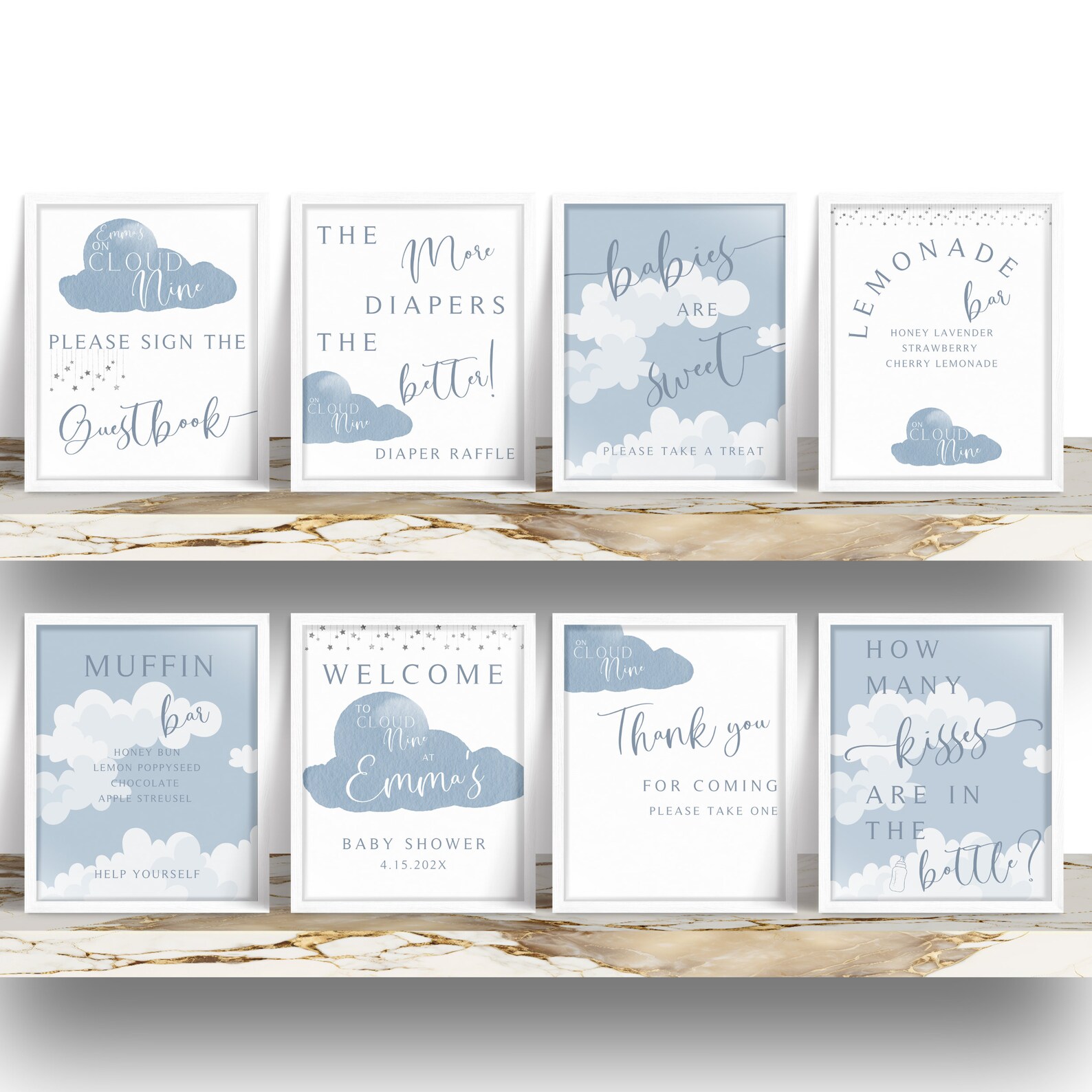 On Cloud Nine Baby Shower Signs, Cloud 9, Baby Shower Sign Bundle ...
