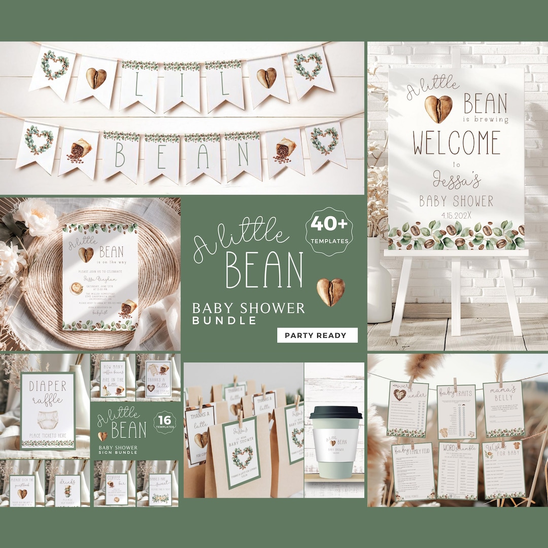 Little Bean is Brewing Baby Shower, Little Bean Shower Bundle, Coffee ...
