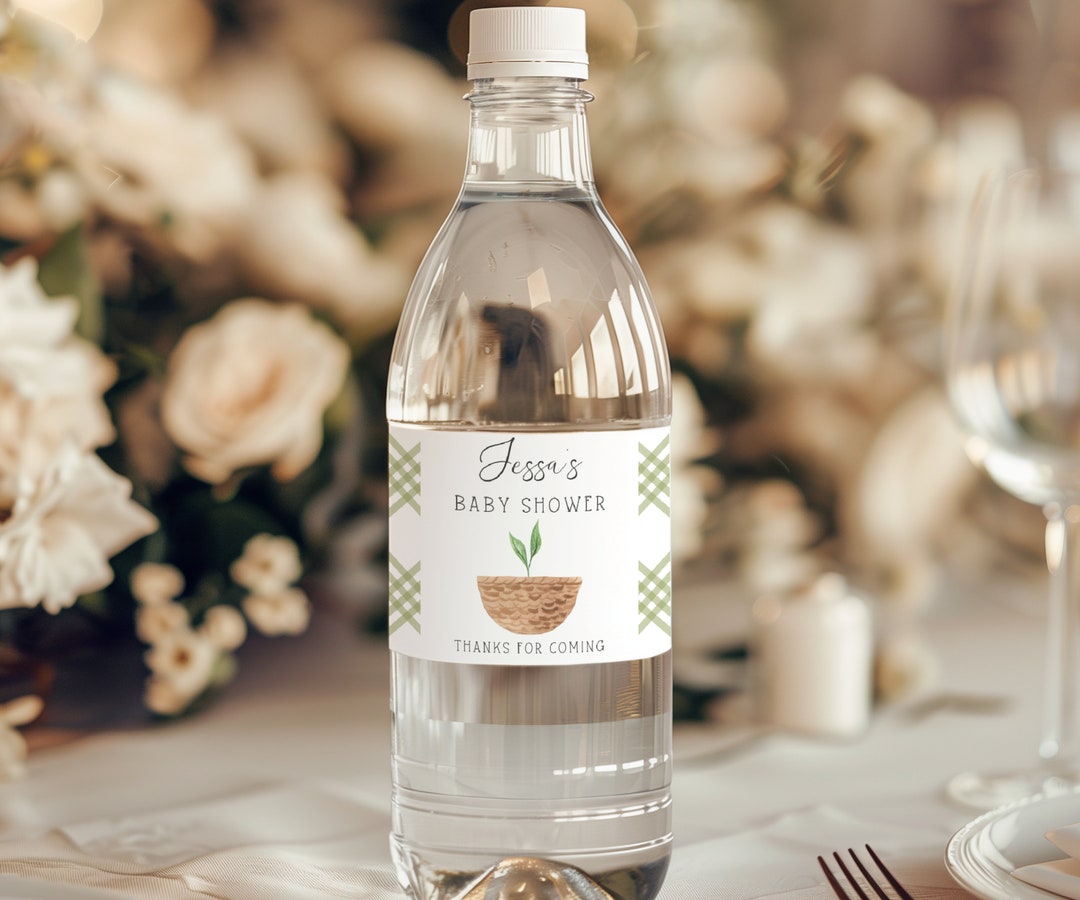 Little Sprout Baby Shower, Water Bottle Label, Plant Party Favor ...