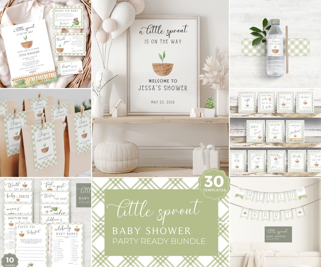 A Little Sprout Baby Shower Bundle, Locally Grown Baby, Shower Game ...
