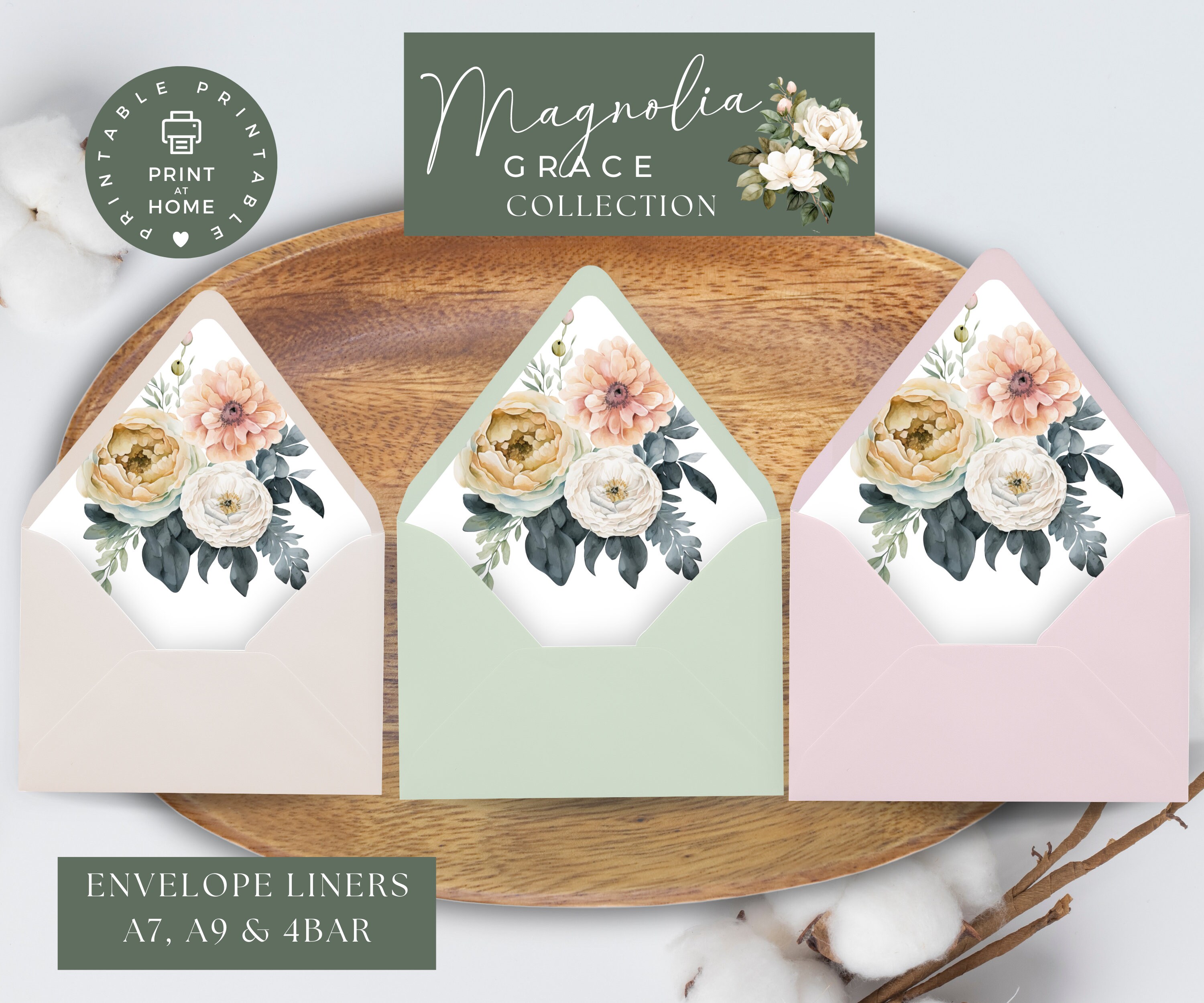 Envelope Liners Wedding Greenery Wedding A7 and A7 Euroflap - Etsy