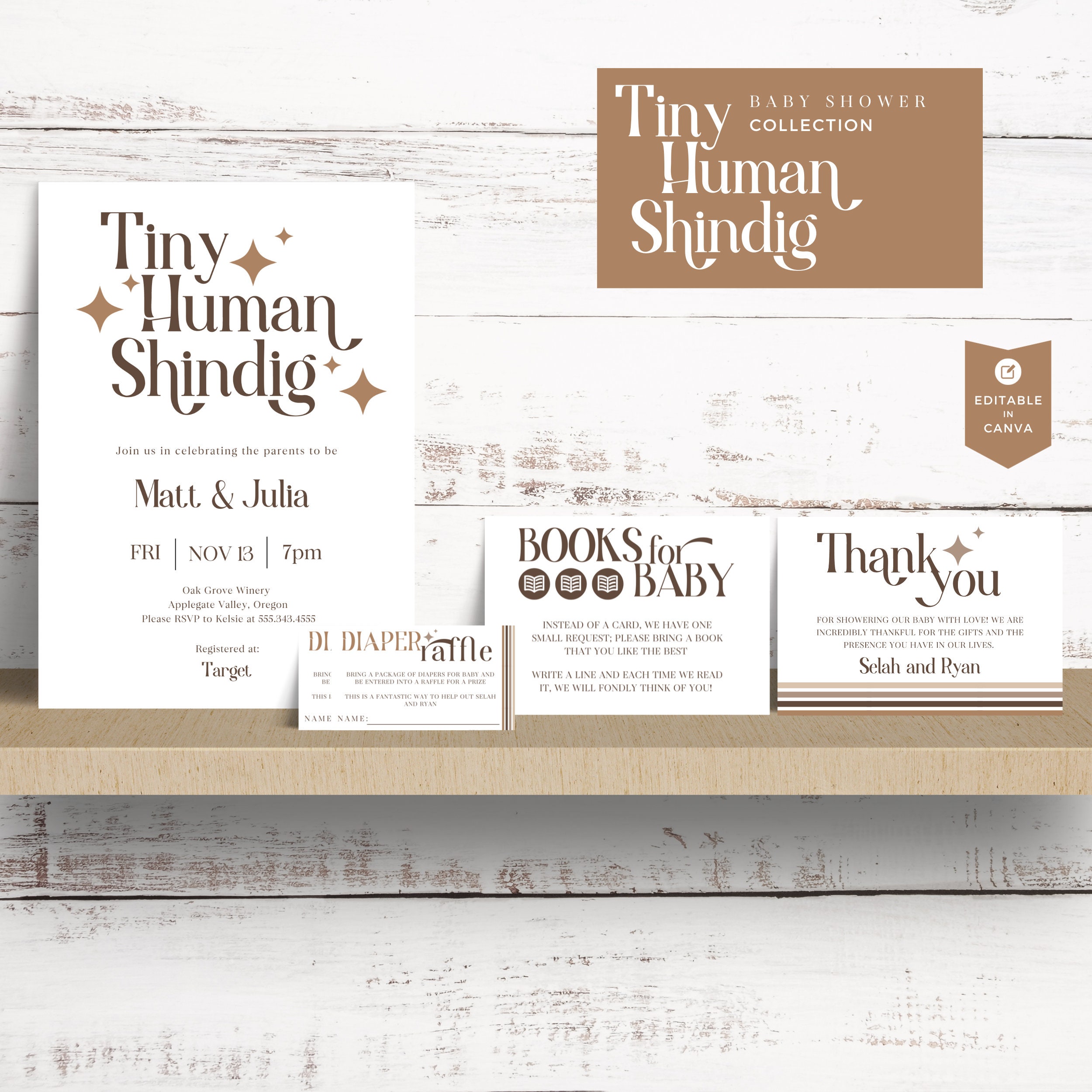 Tiny Human Shindig Baby Shower Invitation: Retro Canva Template ...