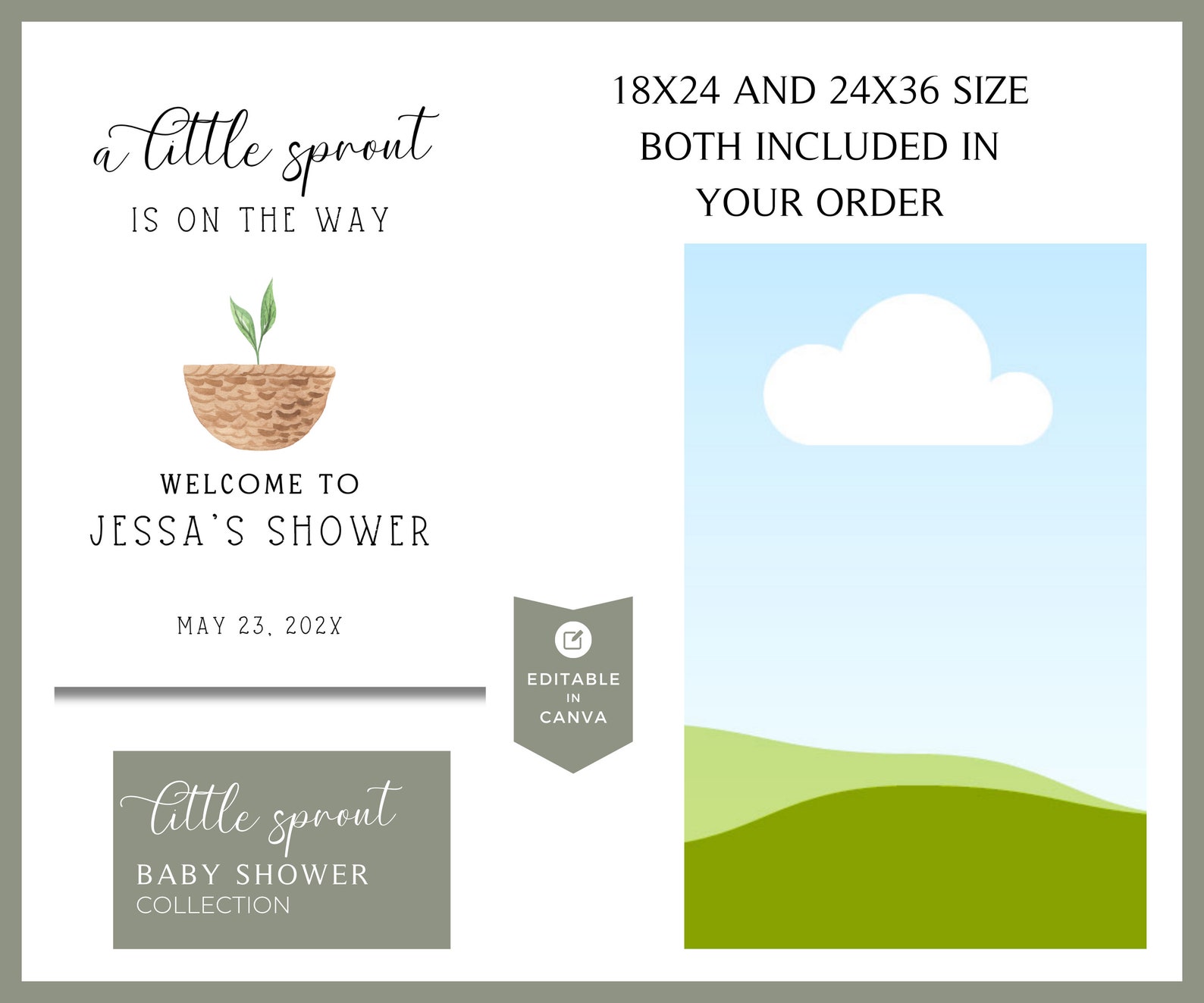Little Sprout Welcome Sign | Locally Grown | Garden Party | Birthday or ...