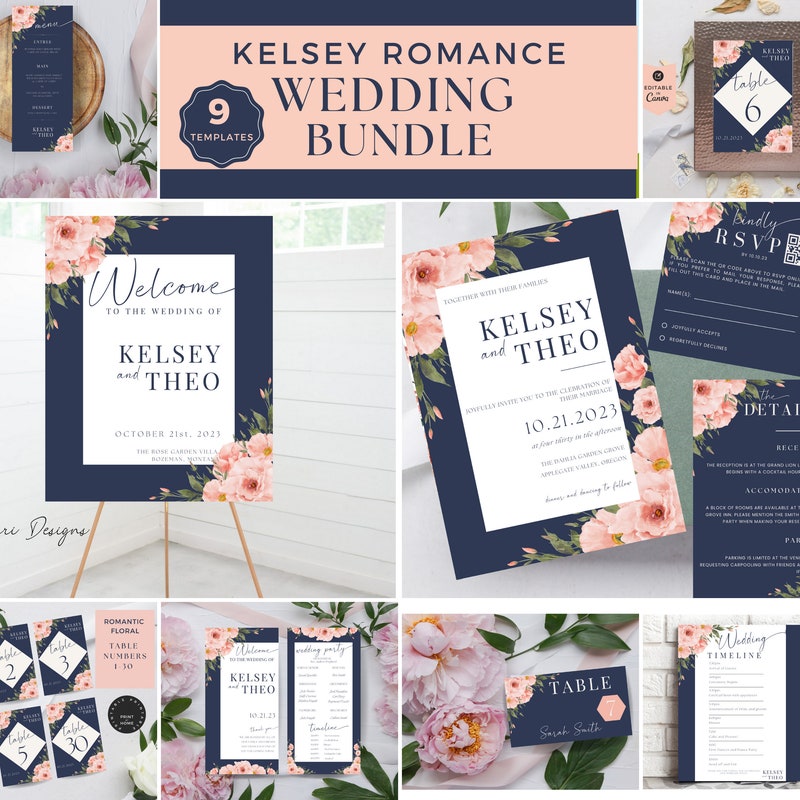 Navy and Blush Wedding - Etsy