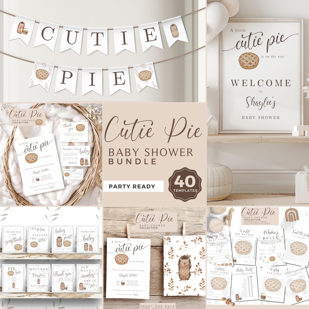 Cutie Pie Baby Shower Bundle, Sweet as Pie, Shower Games, Printable ...