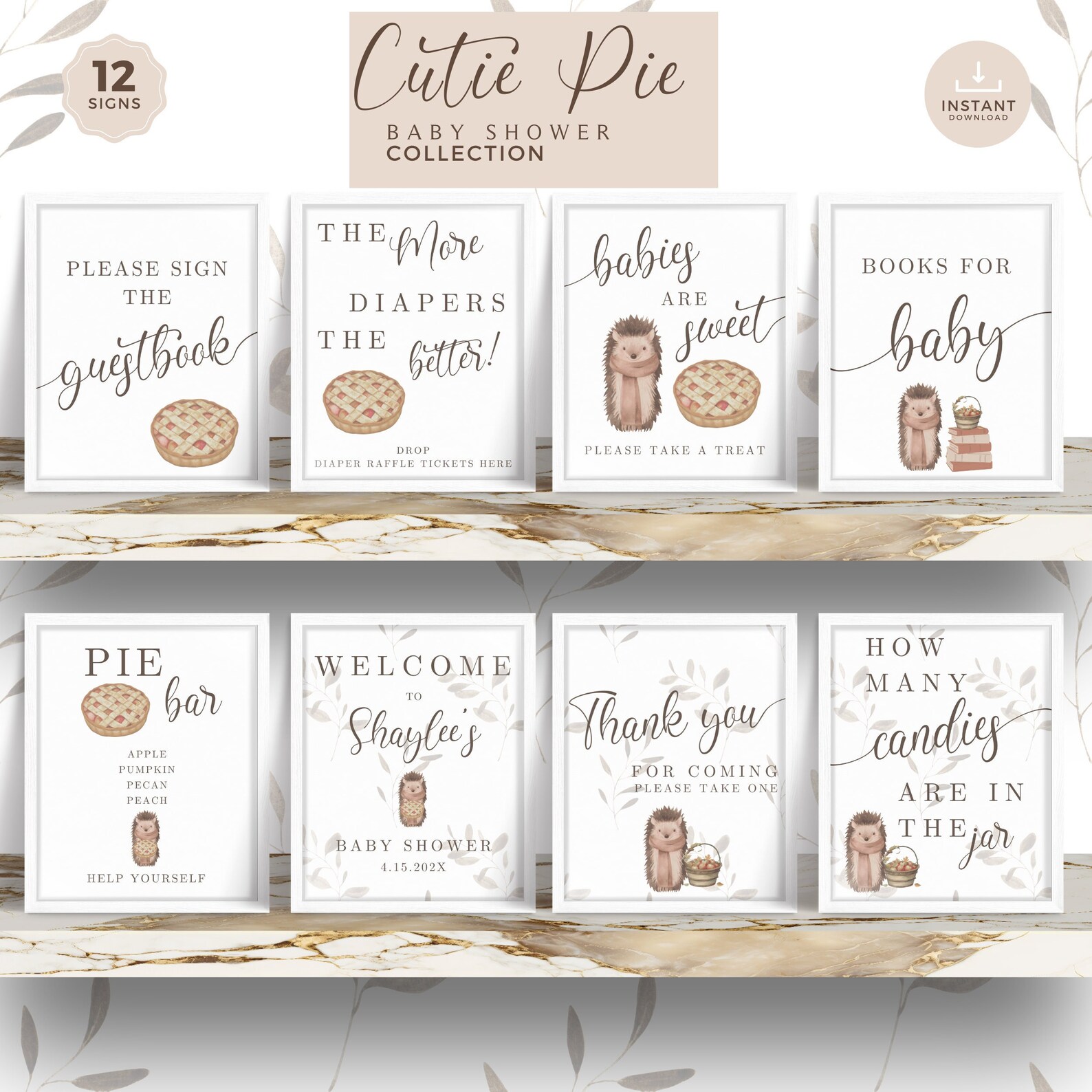 Pie Themed Baby Shower Signs, Cutie Pie Shower, Fall Baby Shower Sign ...