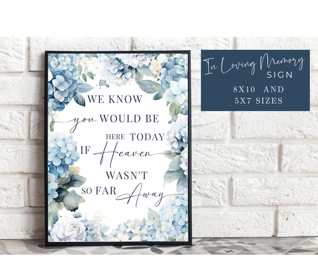 In Loving Memory Sign, Hydrangea, We Know You Would Be Here Today ...