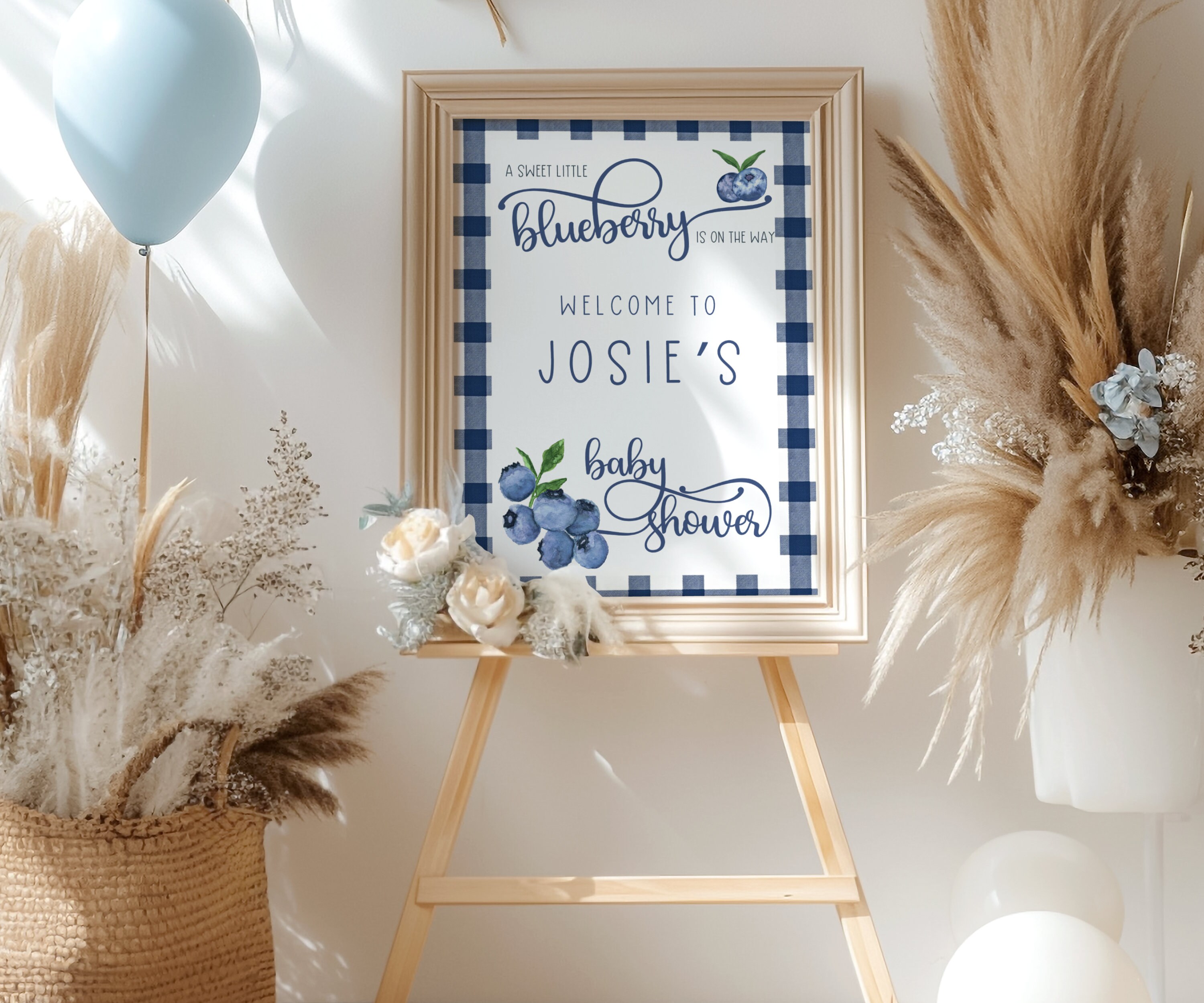 BLUEBERRY Baby Shower Welcome Sign A Little Blueberry on the Way Berry ...