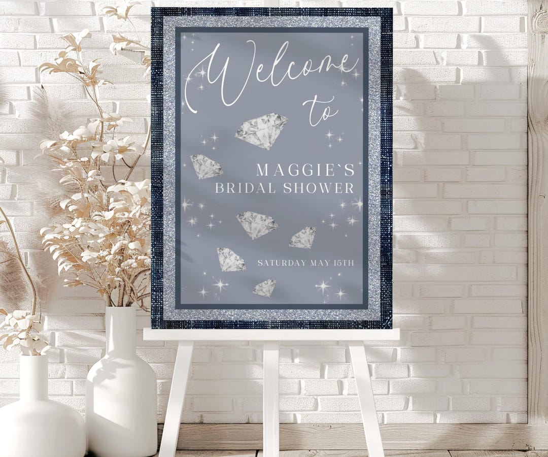 Denim and Diamonds Bridal Shower Welcome Sign, Jeans and Bling, Western ...