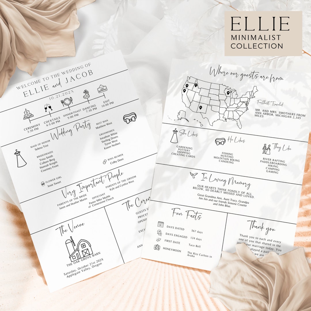Wedding Infographic Program Canva Template: Modern Timeline (digital ...