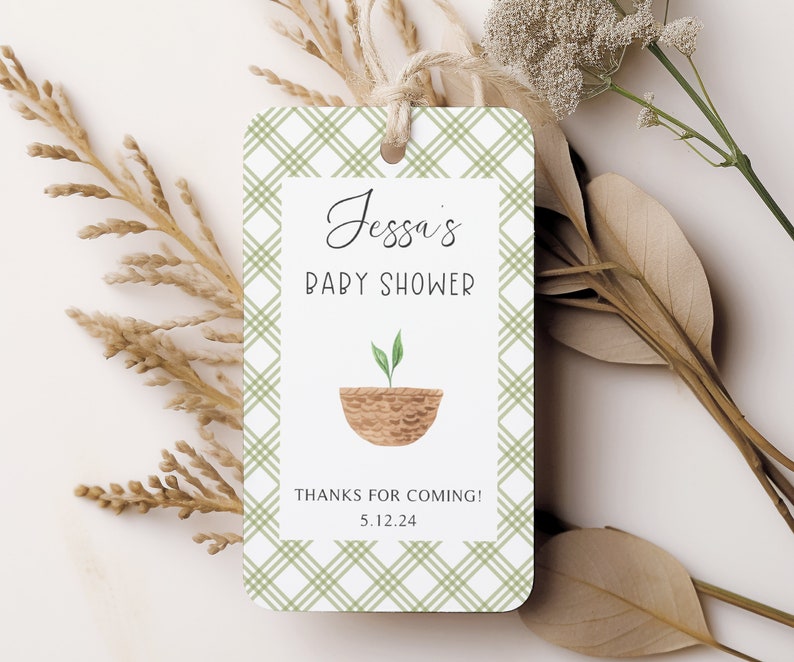 Little Sprout Thank You Tag, Locally Grown Baby Shower, Thank You Favor ...