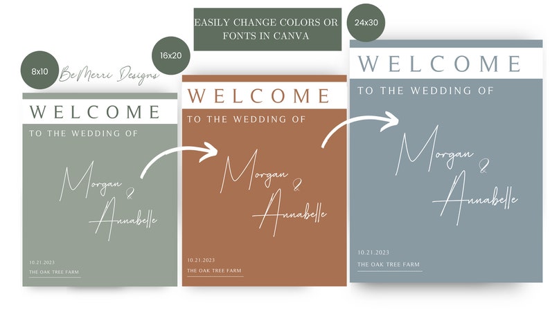 WEDDING Welcome Sign Canva Wedding Sign Modern Sign Script - Etsy