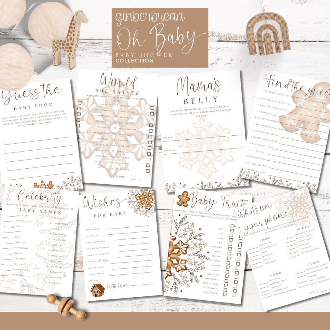 Gingerbread Baby Shower Games | Winter Baby Shower | Holiday Baby ...