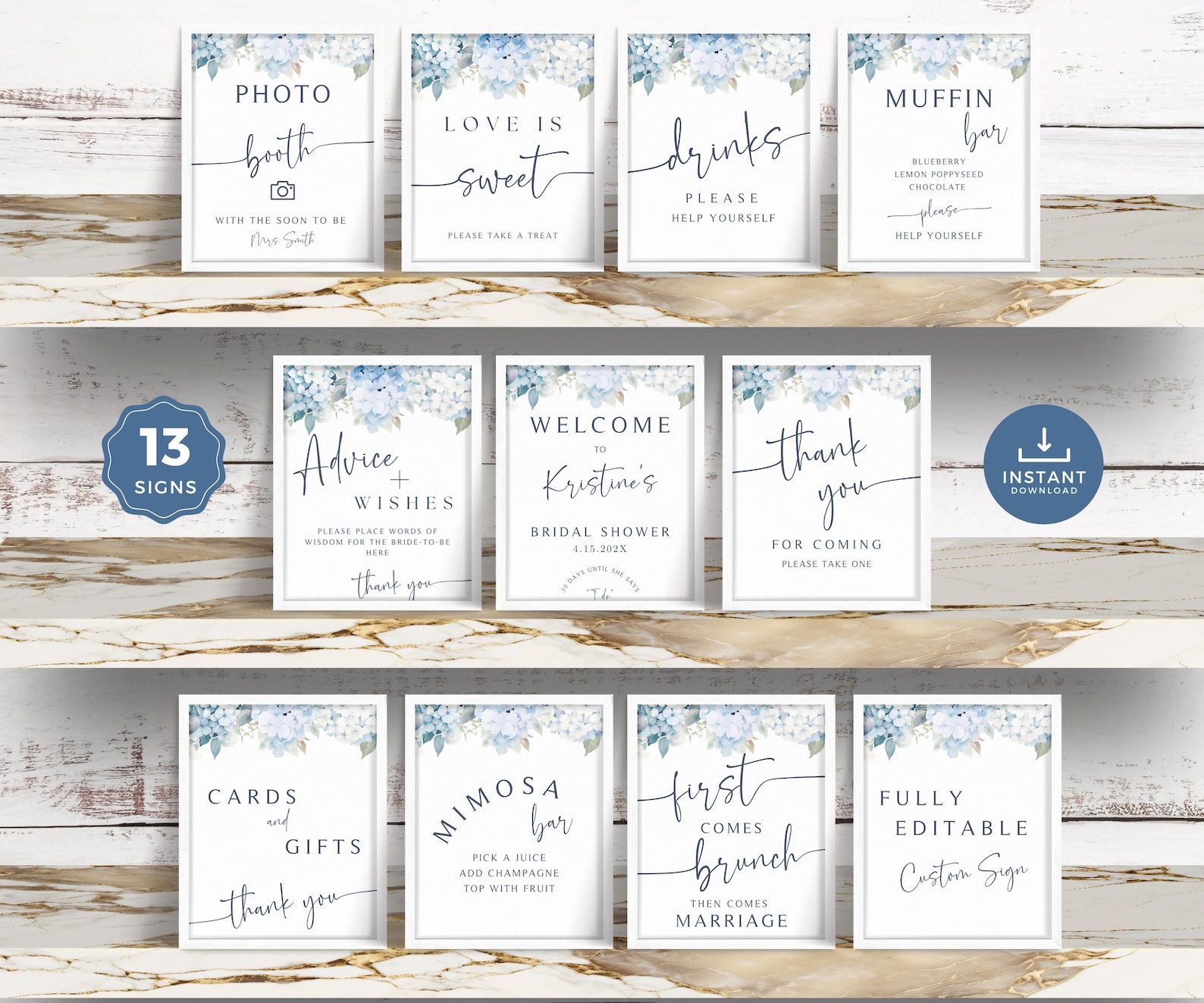 Something Blue Before I Do Bridal Shower Bundle | Hydrangea | Shower ...