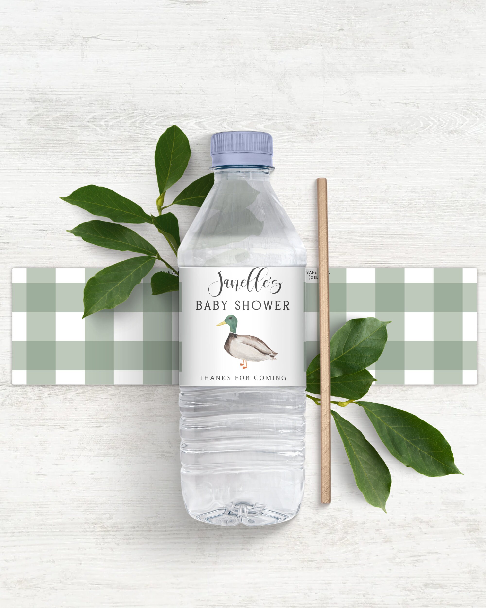 Mallard Duck Baby Shower, Water Bottle Label, Duck Party Favor, Duck ...