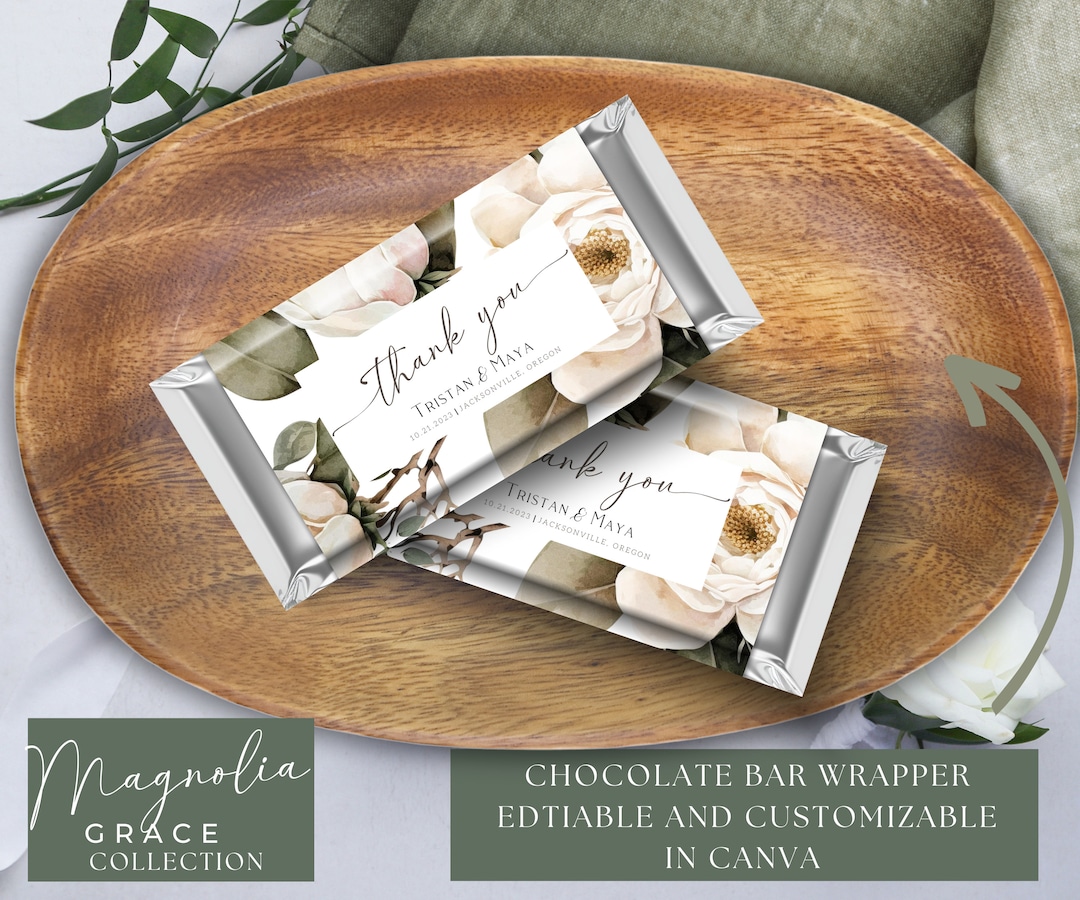 Wedding Chocolate Bar Wrapper, Printable Chocolate Bar Wrapper Template ...