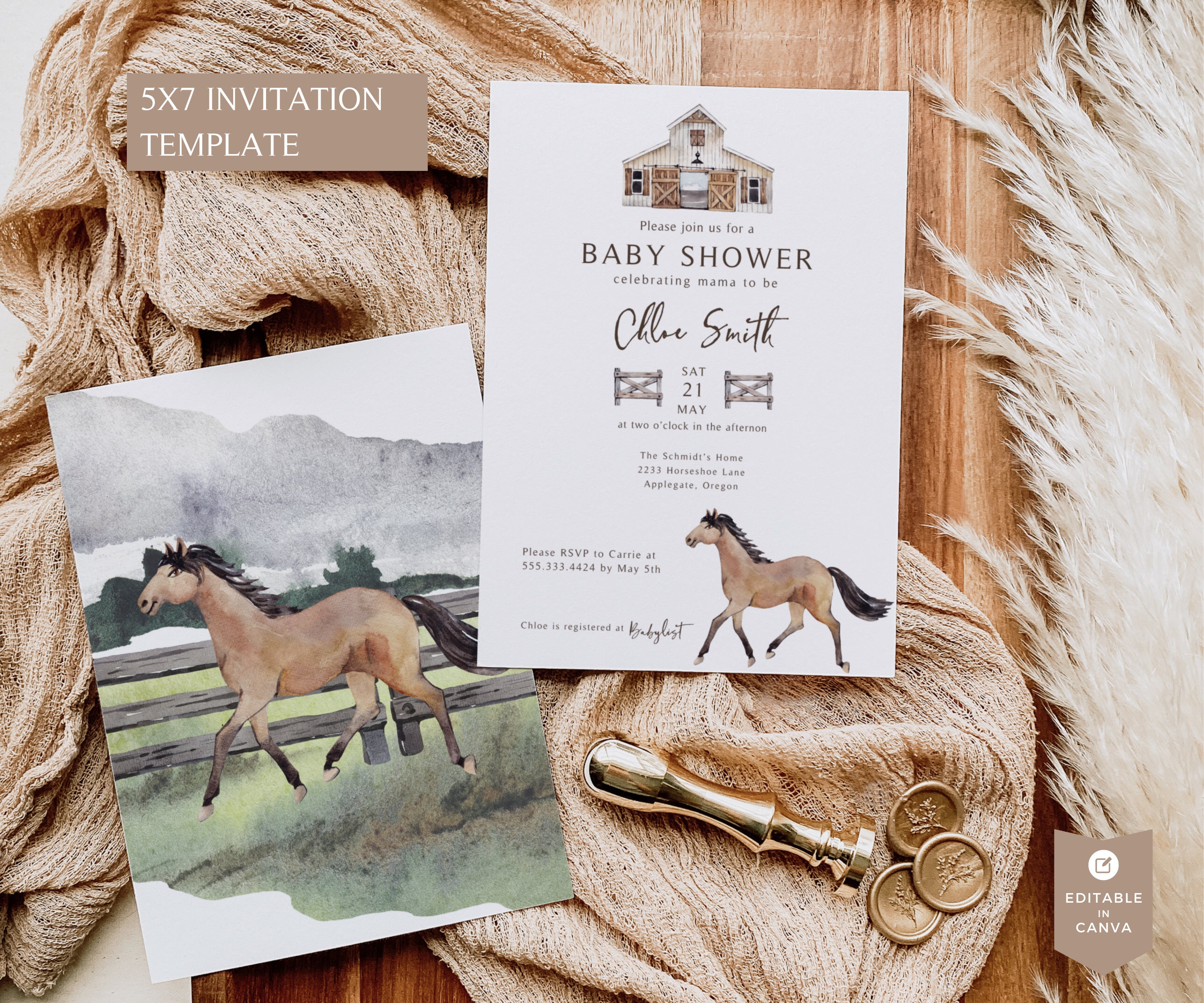 Barnyard Shower | Horse Baby Shower Invitation | Equestrian Shower ...