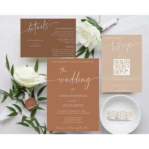 Rust Wedding Invitation Bundle: Minimalist Canva Template (digital ...