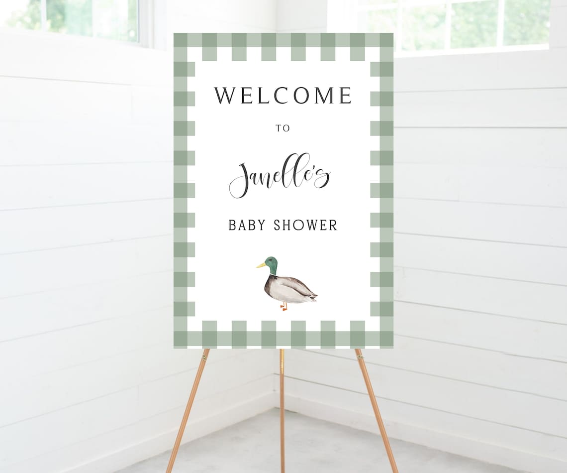 Mallard Duck Baby Shower Welcome Sign, Duck Hunting Baby Shower ...
