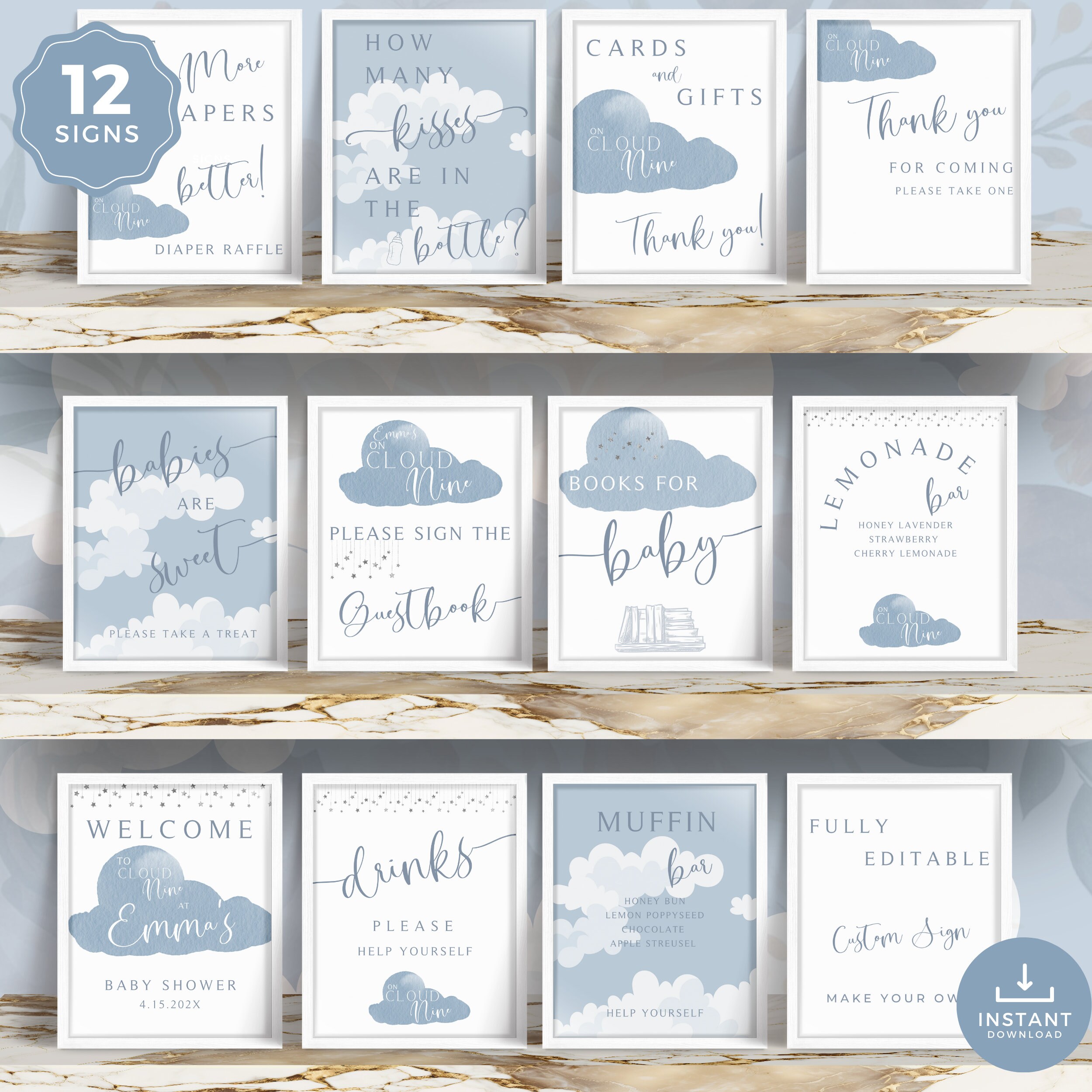Cloud Nine Baby Shower Bundle We're on Cloud 9 Shower - Etsy
