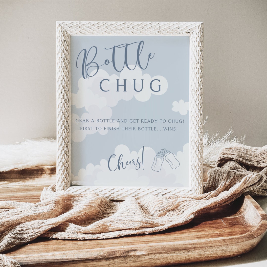Bottle Chug Shower Sign Cloud Nine, Instant Download, Heaven Sent, Baby ...
