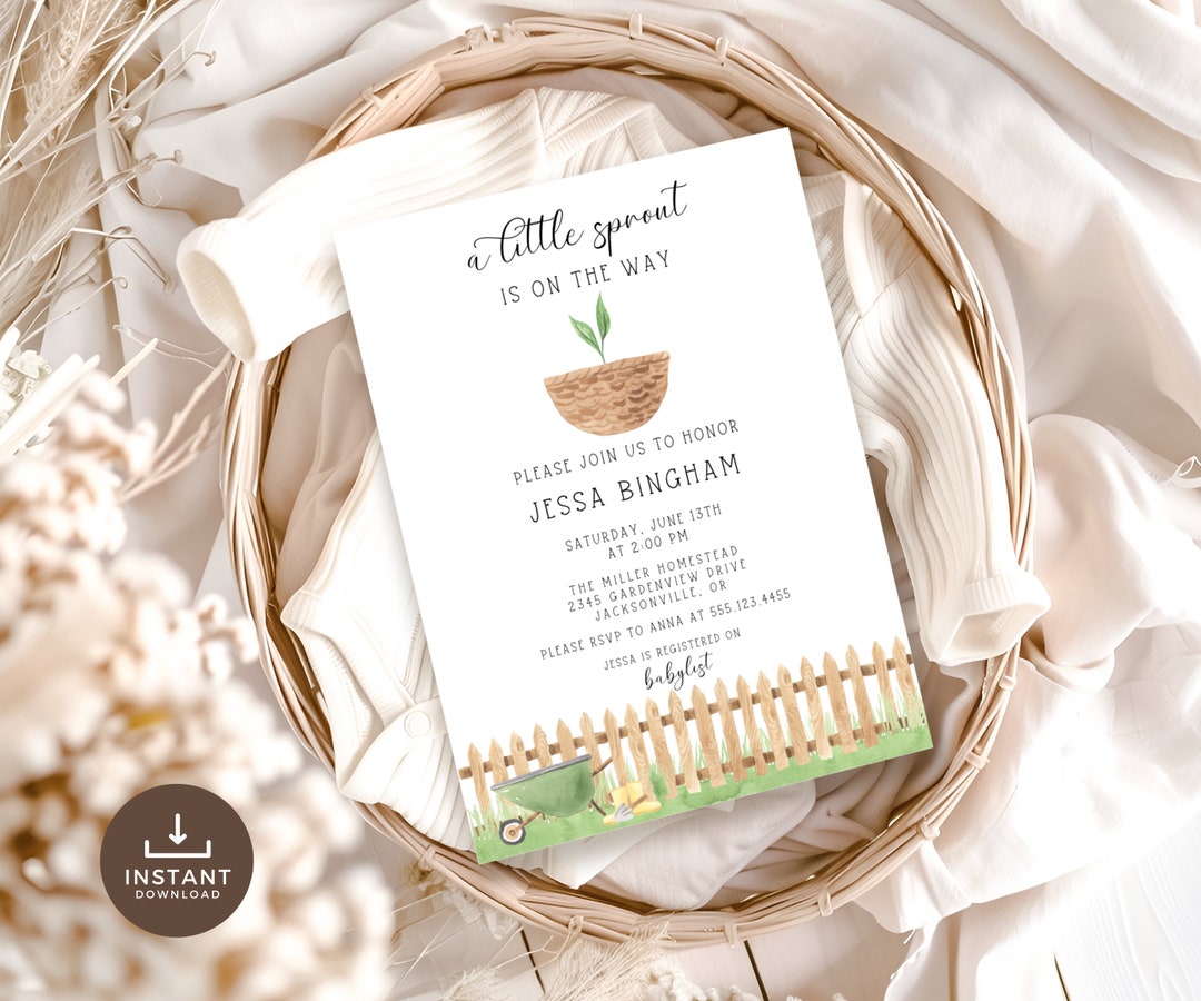 Little Sprout Baby Shower Invitation | Farmers Market | Locally Grown ...